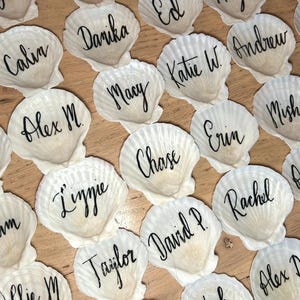 Hand-lettered Scallop Shell Place Cards, Custom Personalized Seashell ...