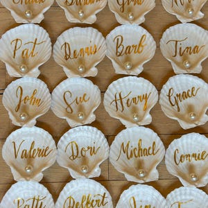 Hand-lettered Scallop Shell Place Cards, Custom Personalized Seashell ...