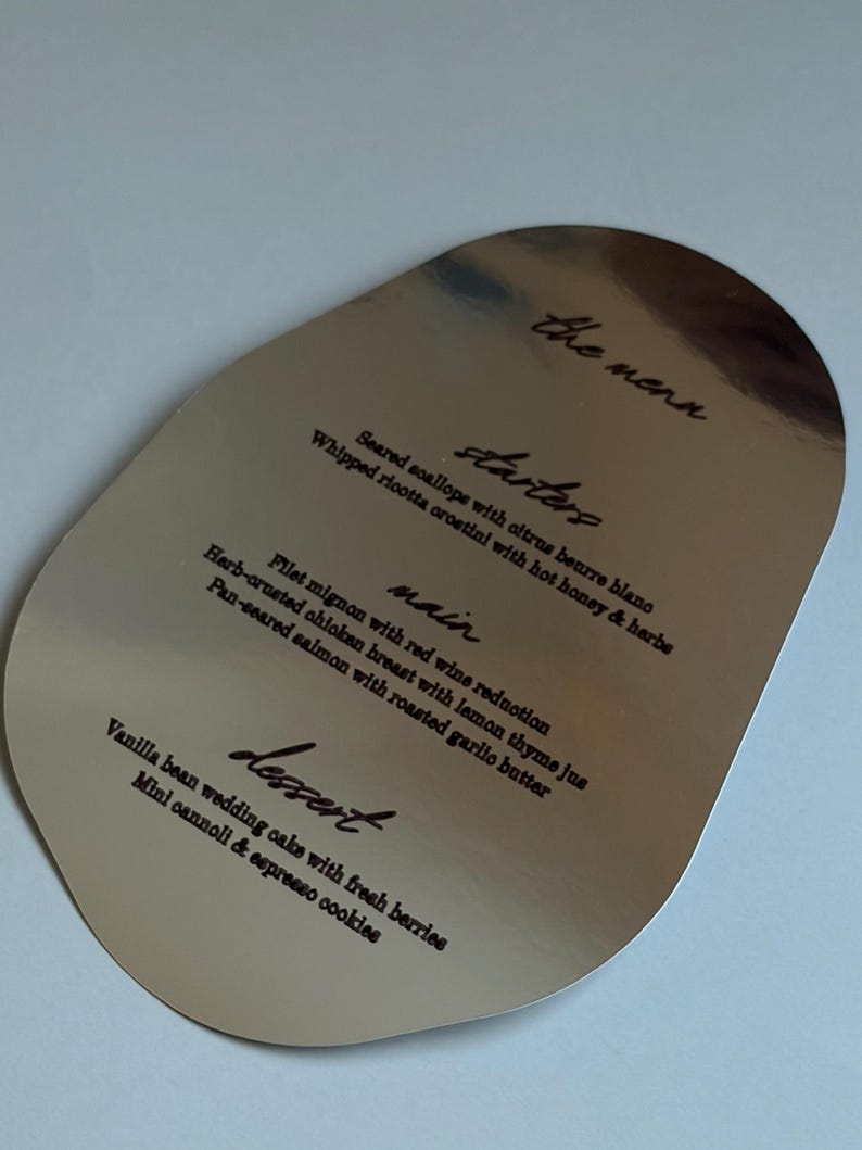 Personalizable Metallic Foil Wedding Menu, Customizable Rehearsal ...