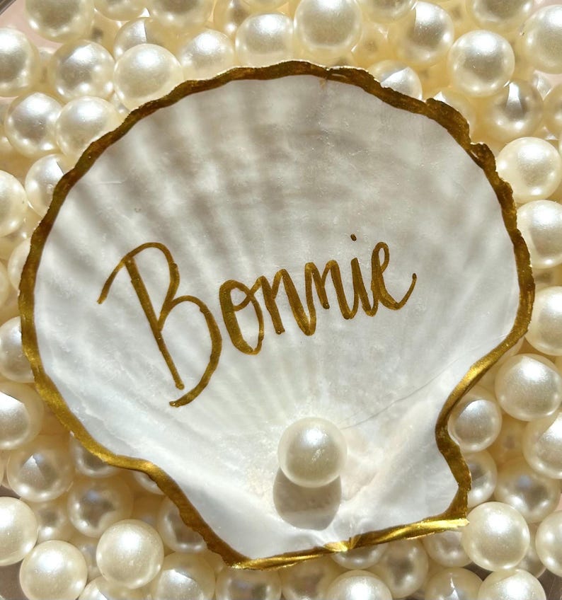 Hand-lettered Scallop Shell Place Cards, Custom Personalized Seashell ...