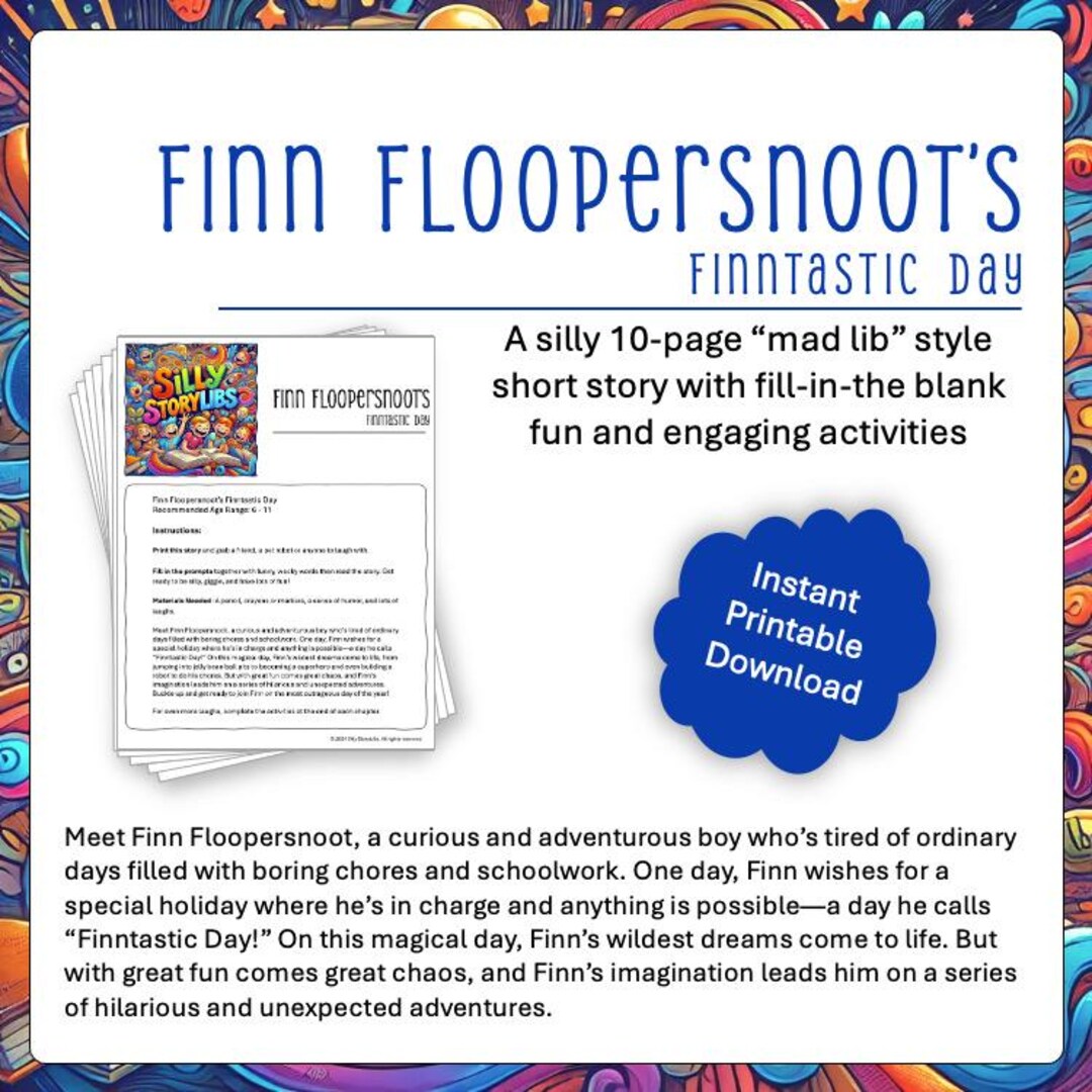 Screen-free, Interactive, and Hilarious Mad Lib Short Story a Funny ...