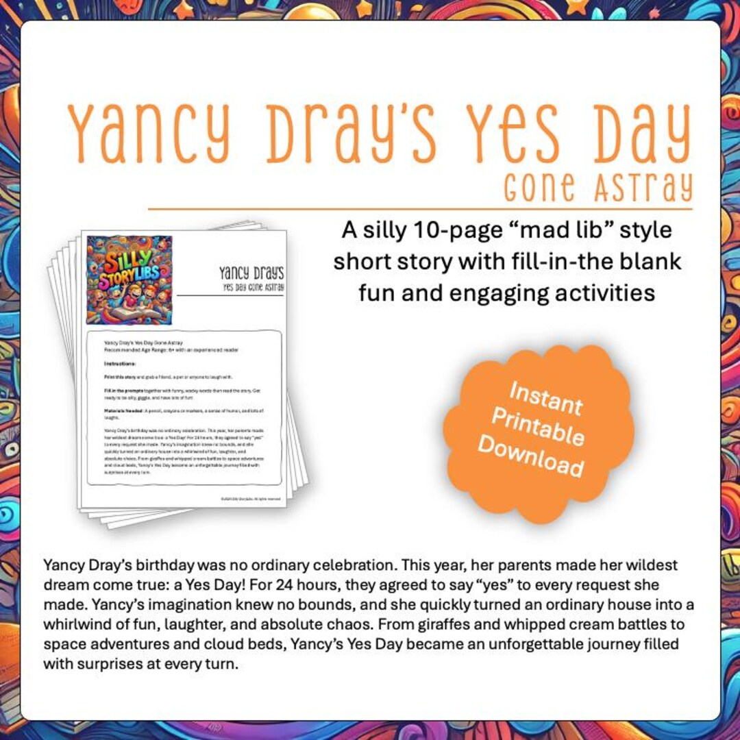 Creative, Silly, and Entertaining Mad Libs Short Story a Playful, Fun ...