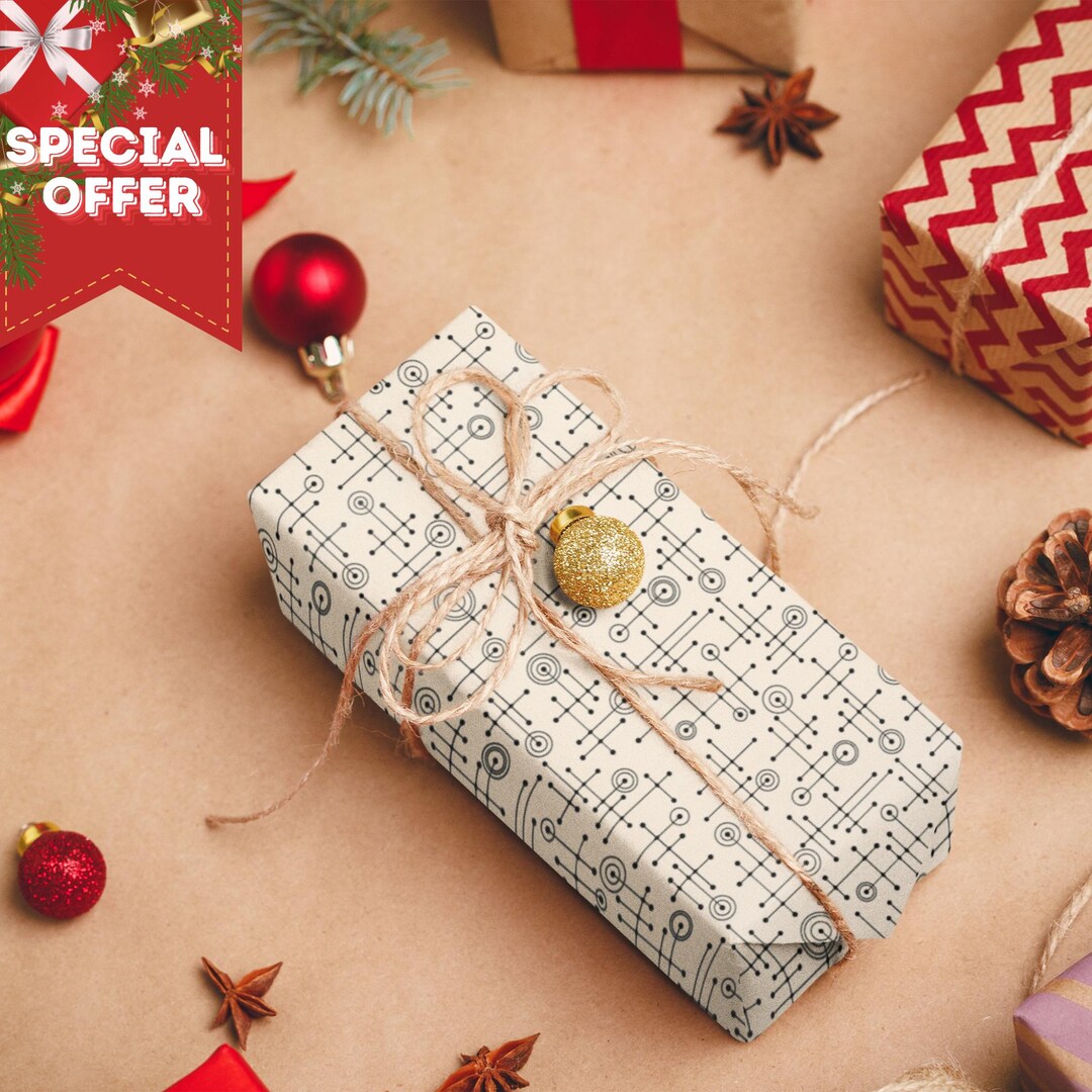 Christmas Gift Wrapping Paper Rolls, Cream and Black Color, Holidays ...