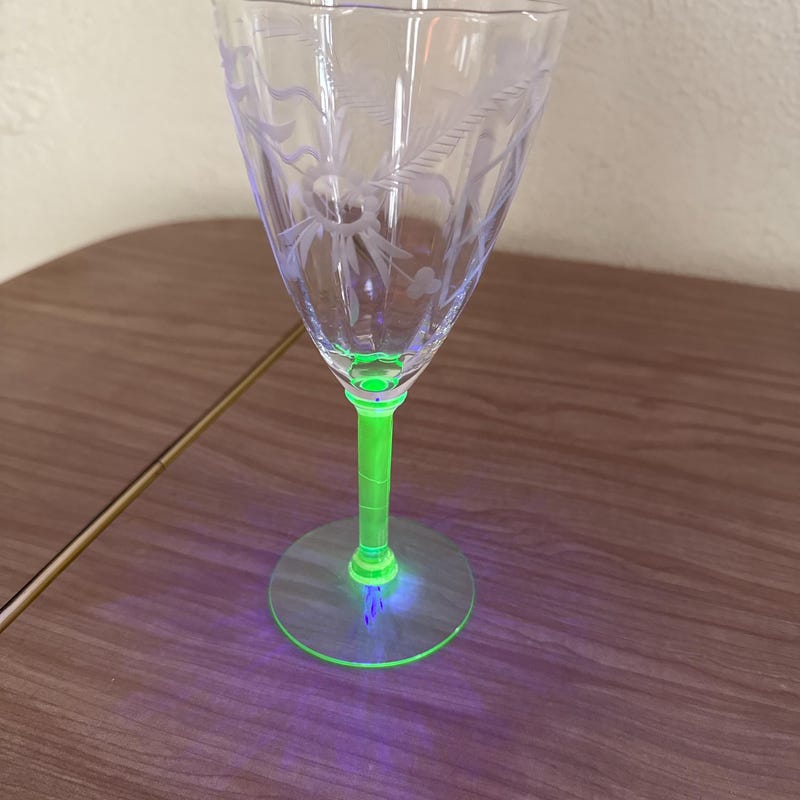 Uranium Etched Wine Glass - Etsy