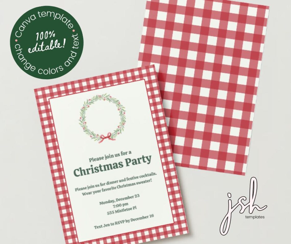 Cottage Core Christmas Party Invitation | Digital Print Template - Etsy