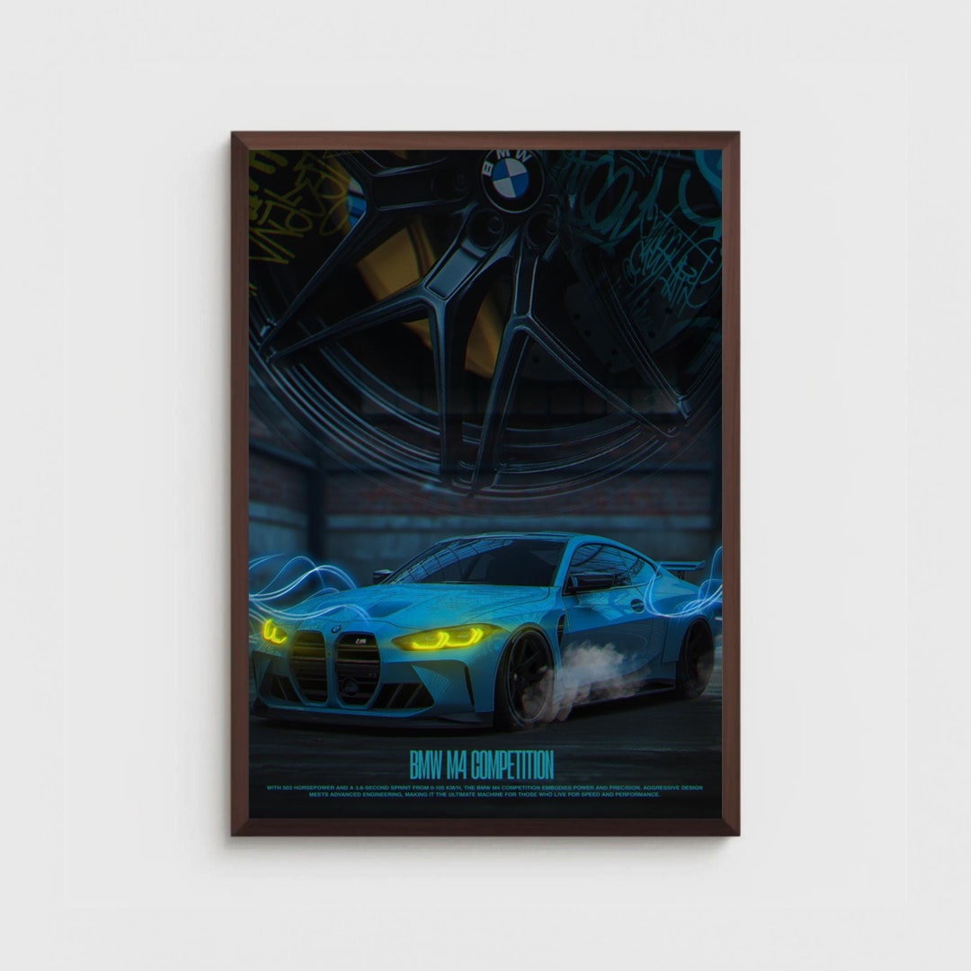 BMW M4 Competition Car Poster A3, Posters, Wall Art, Prints, Artwork ...