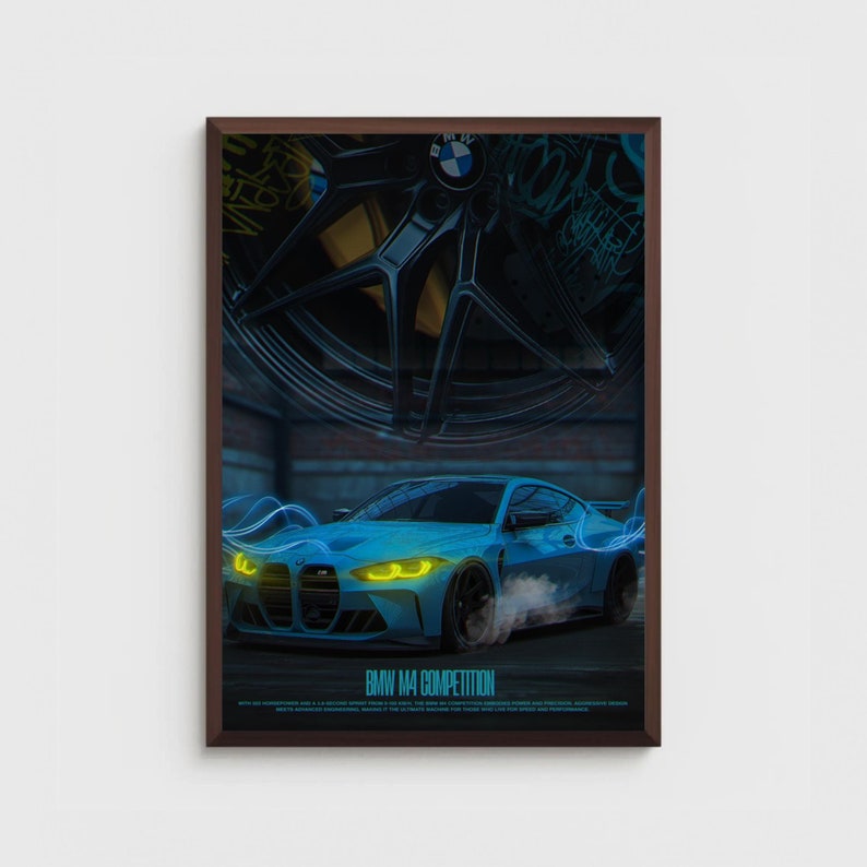 BMW M4 Competition Car Poster A3, Posters, Wall Art, Prints, Artwork ...