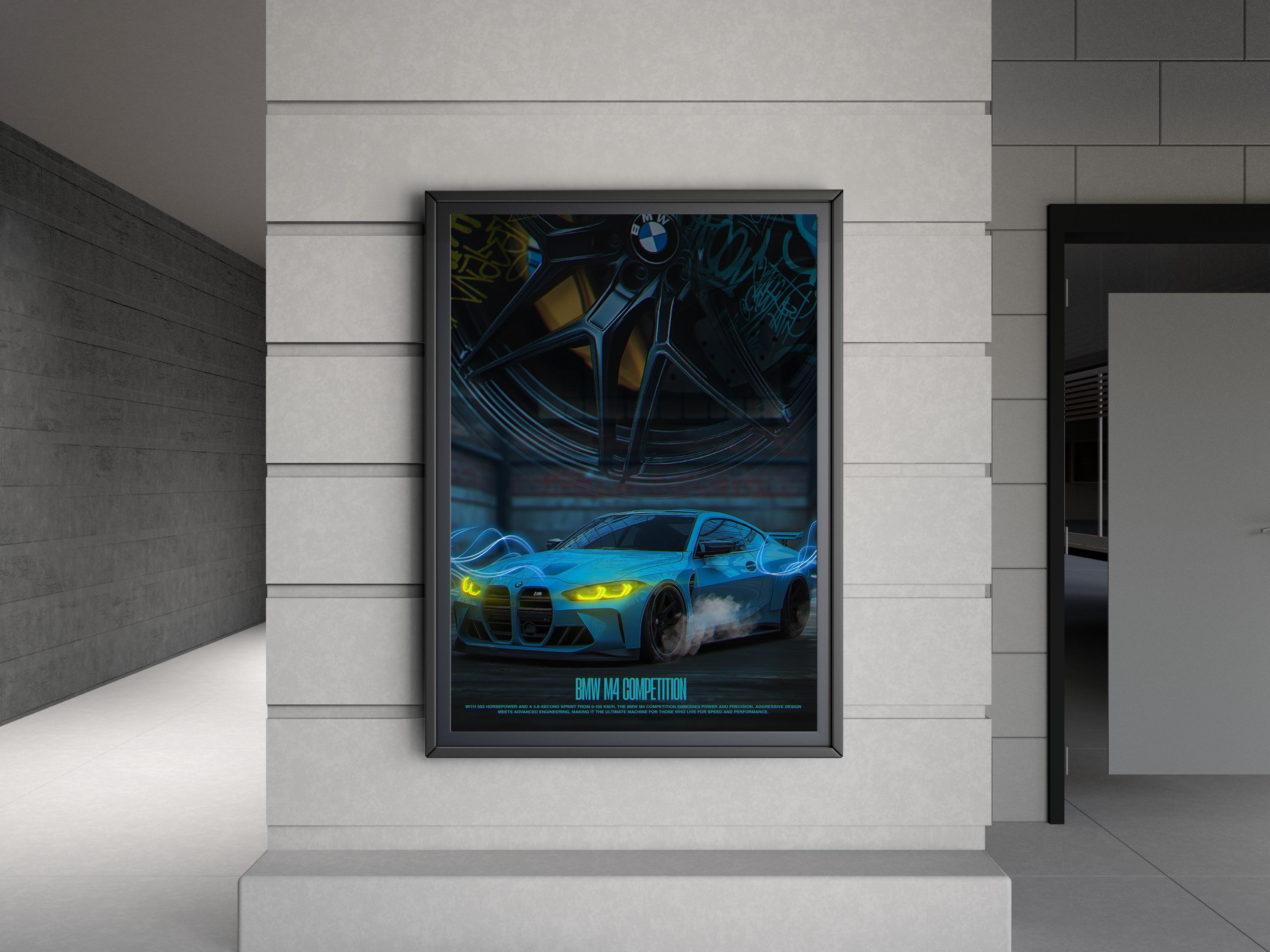 BMW M4 Competition Car Poster A3, Posters, Wall Art, Prints, Artwork ...