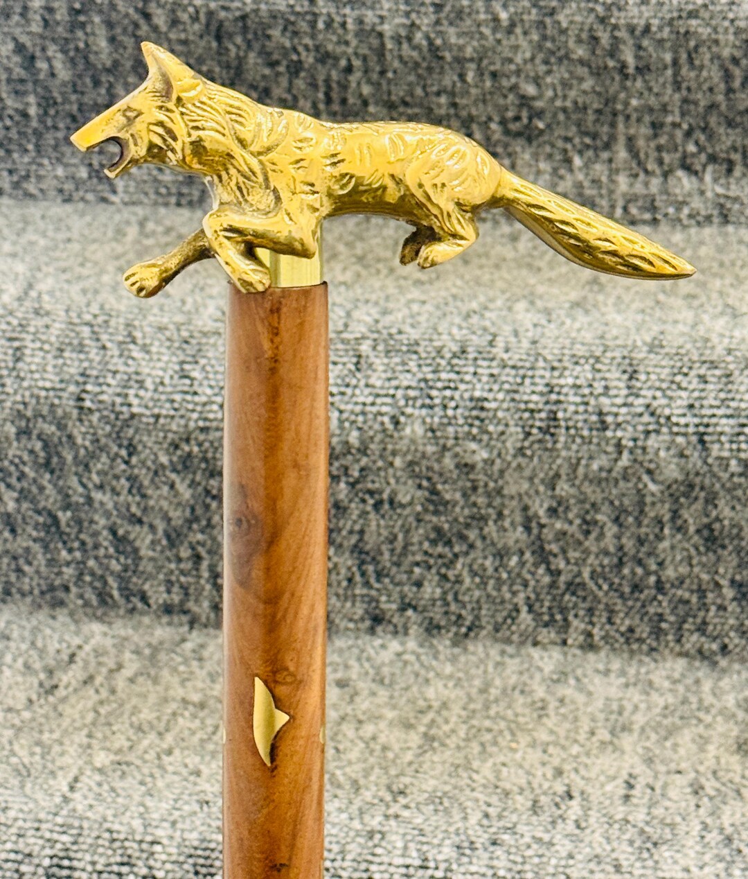 Vintage Solid Brass Fox Head Cane Handle for Walking Stick Handmade ...
