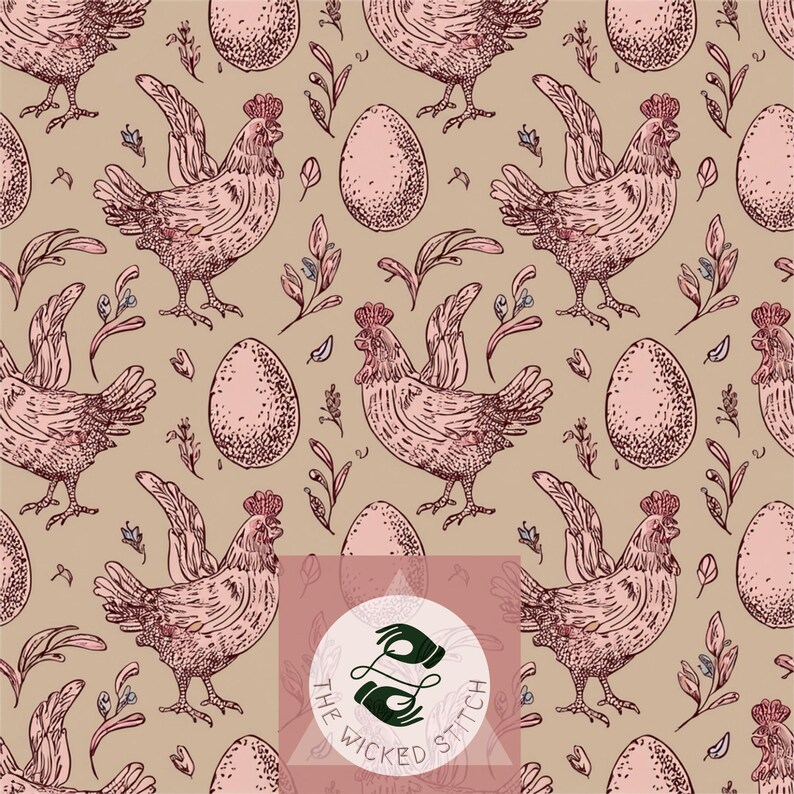 Chicken and the Egg, Digital Download, Surface Pattern, Repeat Fabric Tile, Seamless Pattern for ...