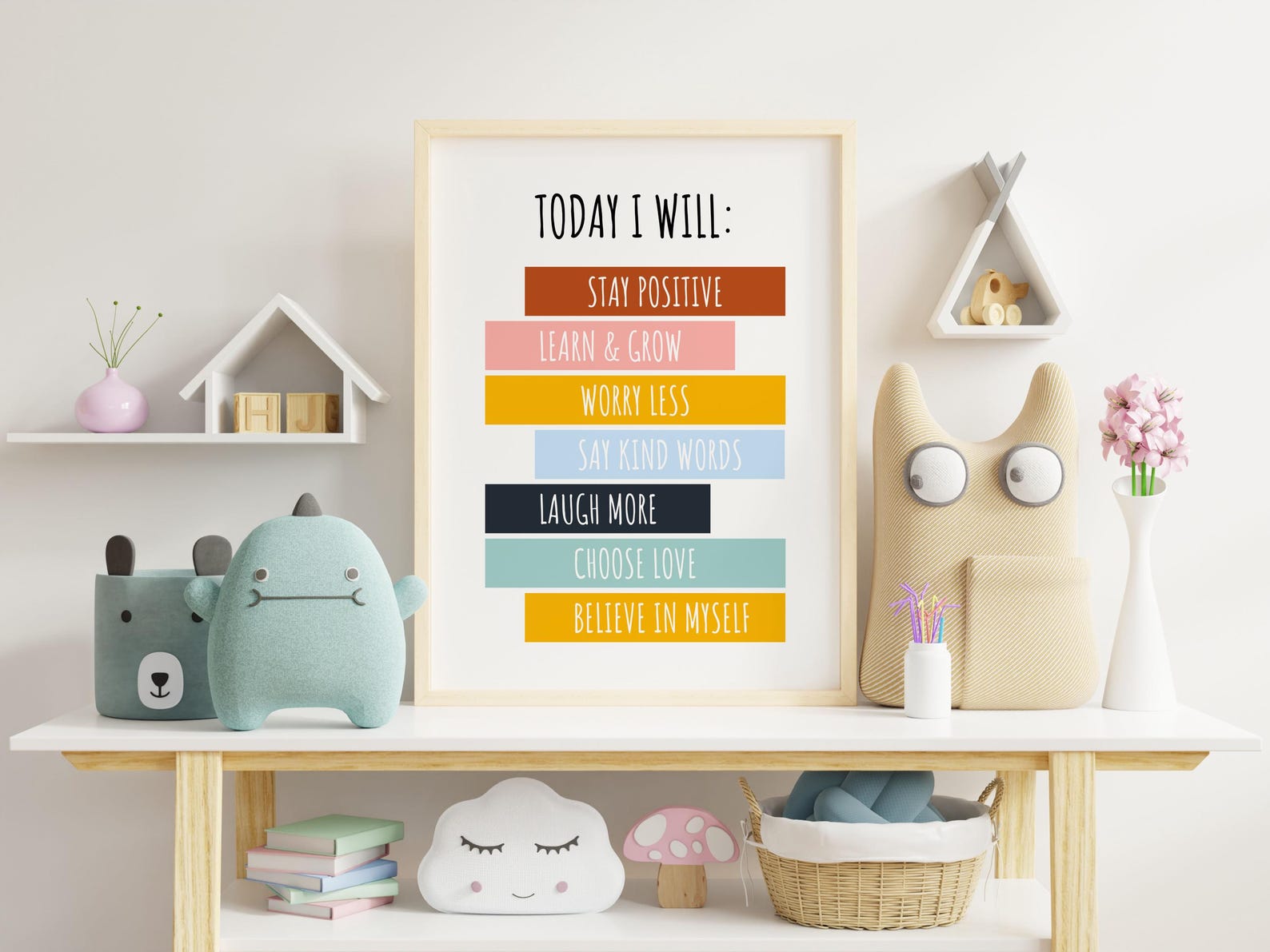 Positive Affirmations Poster for Kids 'today I Will' Motivational Wall ...