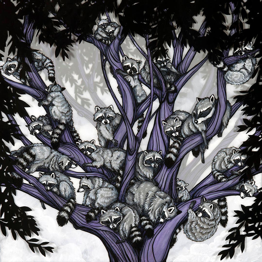 LIMITED EDITION family Tree Trash Panda Giclee - Etsy