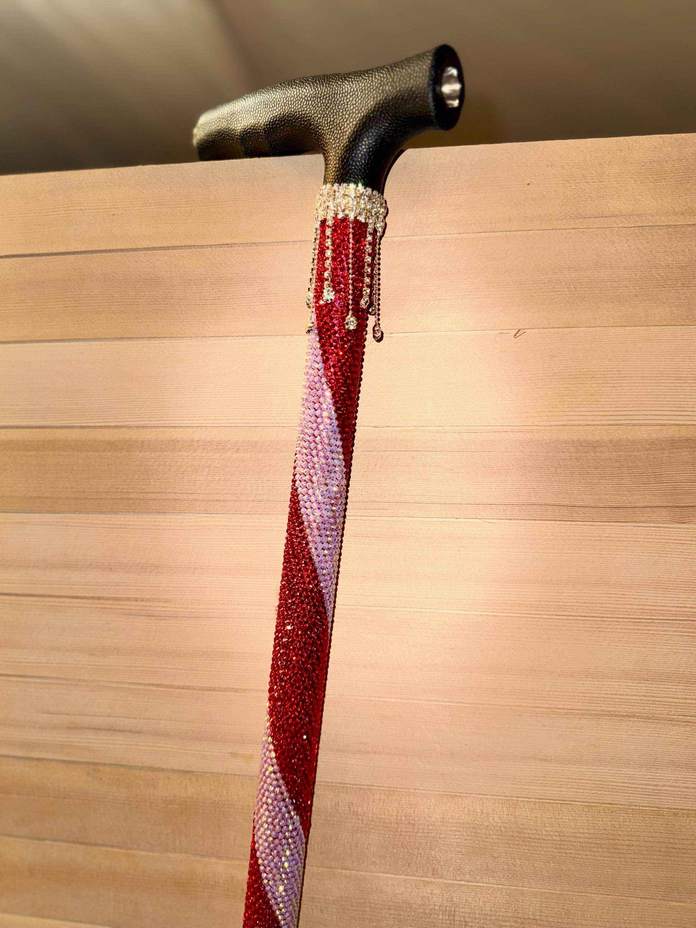 Limited Edition Glamorous Walking Cane With Sparkling Red and White ...