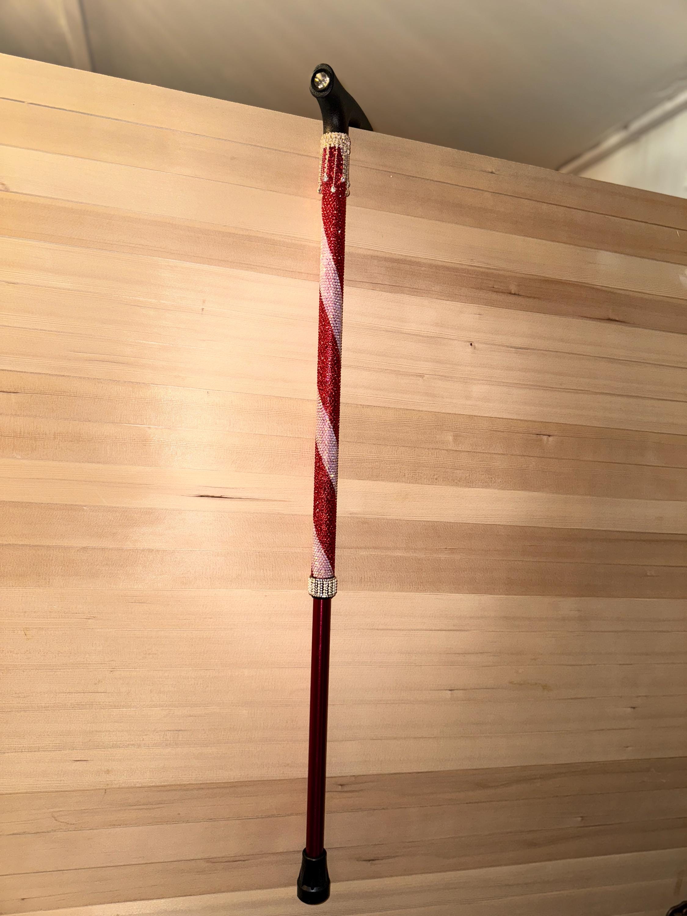 Limited Edition Glamorous Walking Cane With Sparkling Red and White ...