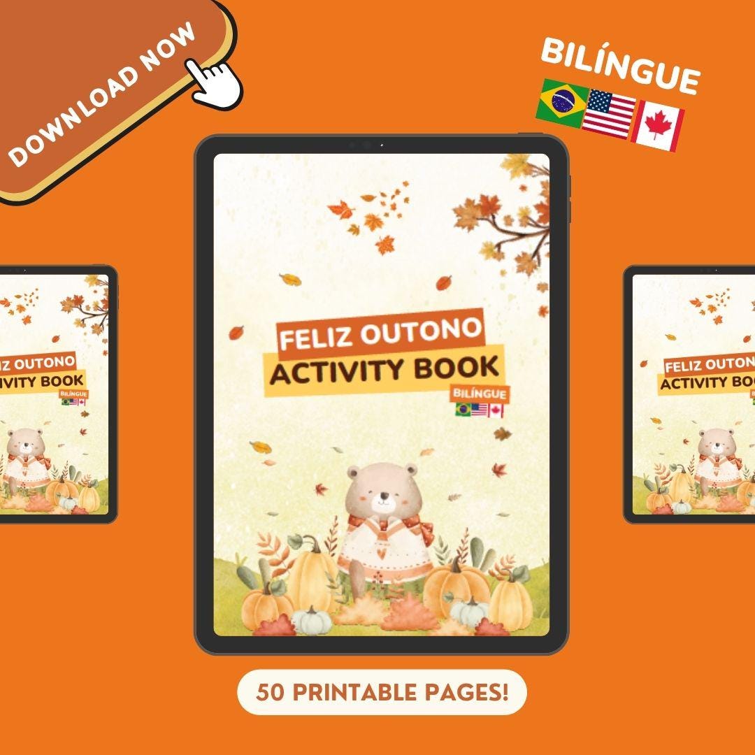 Bilingual Fall Activity Book for Kids: Portuguese & English (digital ...