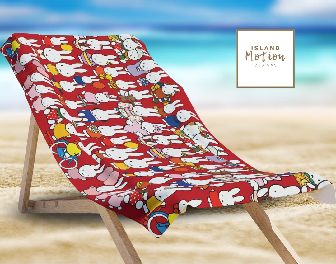 Miffy Inspired Red Beach Towel, Miffy Accessories, Miffy Gift, Miffy ...