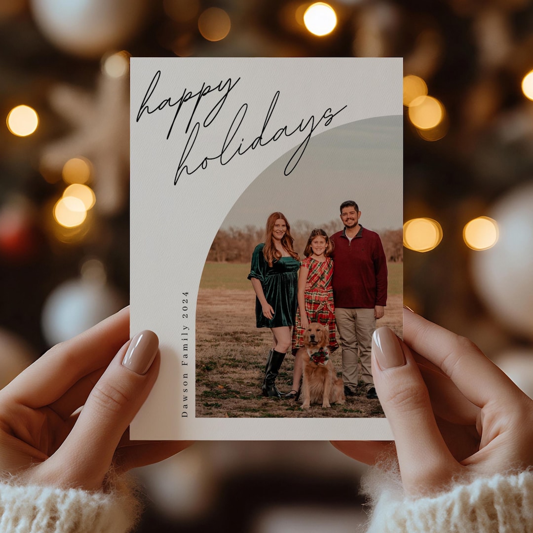 EDITABLE Canva Christmas Card With Photo Template Printable Modern ...