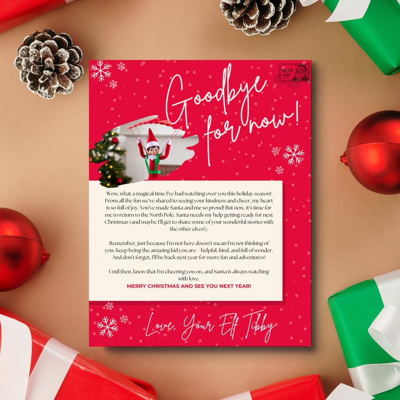 Customized Goodbye Elf Letter With Photo Departure Farewell Kids Canva ...