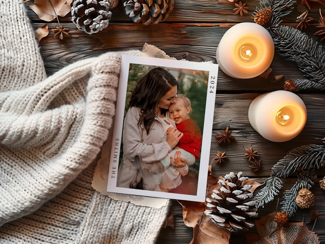 EDITABLE Canva Christmas Card With Photo Template Printable Modern ...