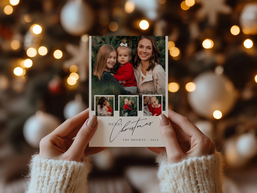 Customized Photo Christmas Card Template Printable Modern Personalized ...