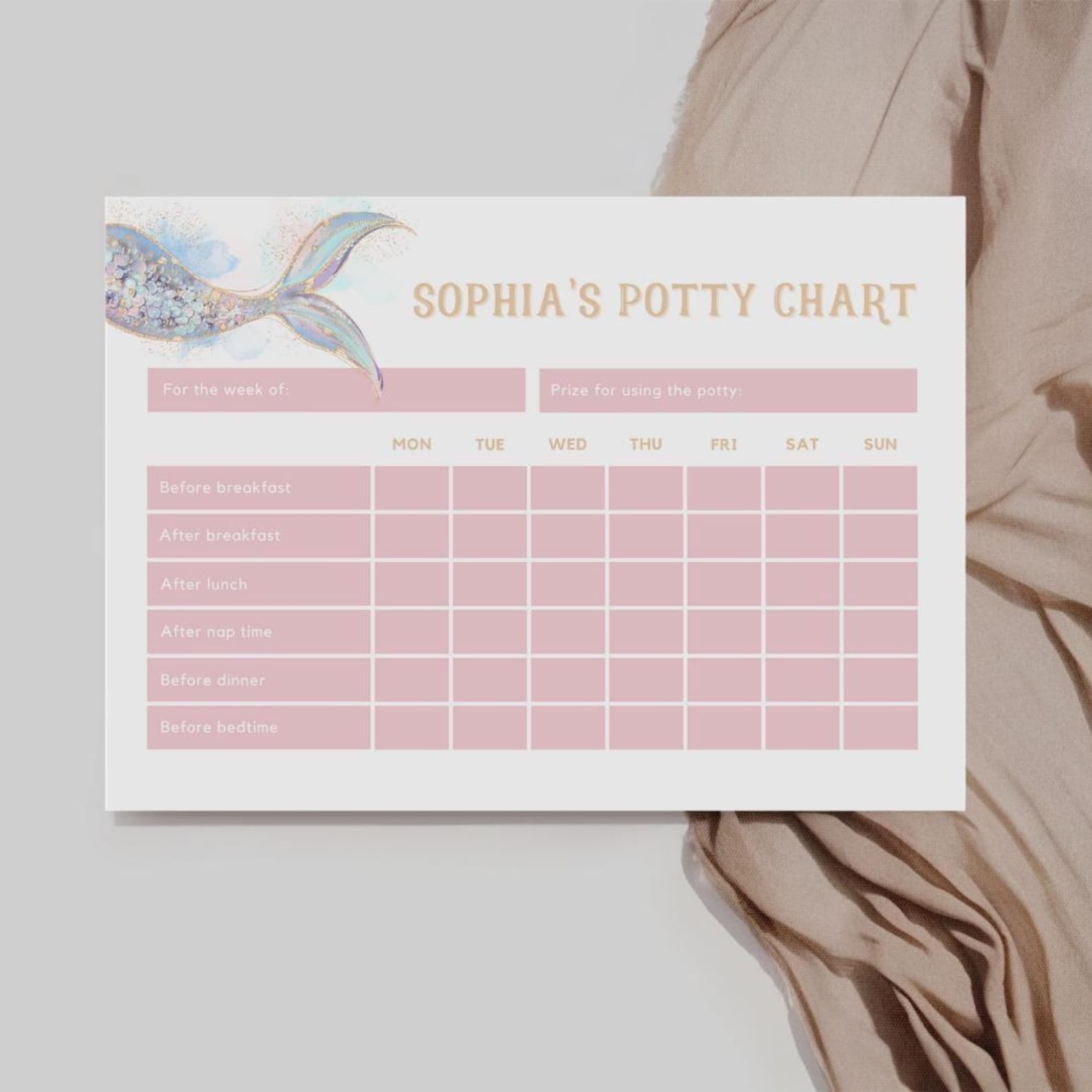 Mermaid Potty Training Chart Template | Under the Sea Reward Tracker ...