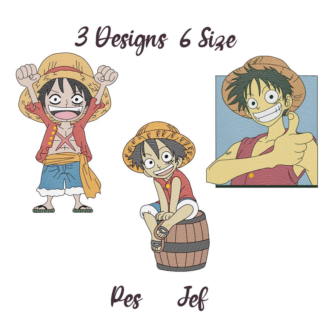 3 File One Piece Monkey D.luffy, Embroidery Machine - Etsy