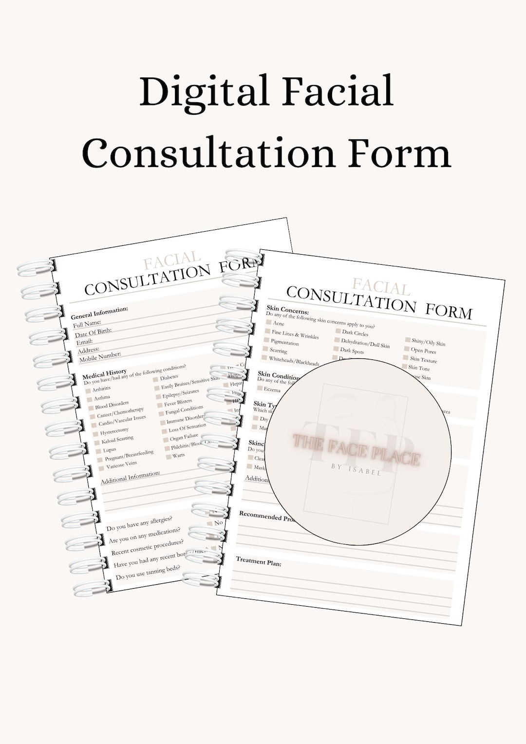 Digital Editable Skin Consultation Form - Etsy