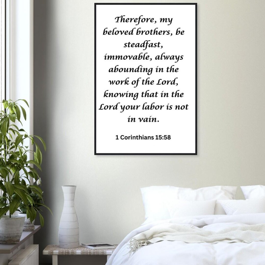 1 Corinthians 15:58 Print, Stand Firm Bible Verse Art, Encouraging ...