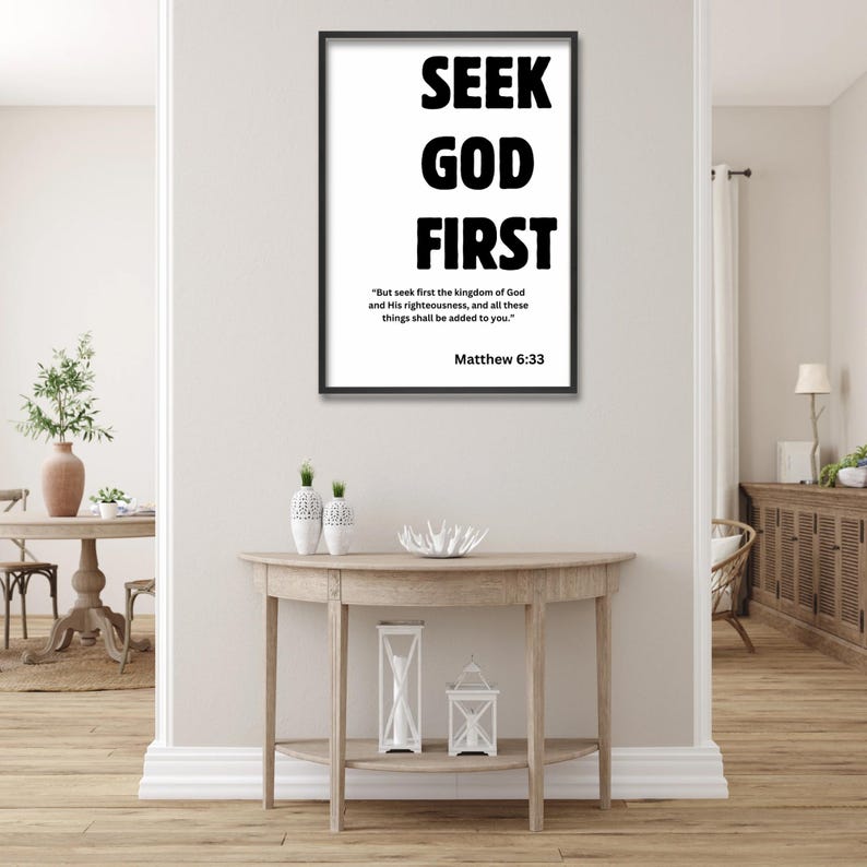 Seek God First, Christian Scripture Wall Art, Bible Verse Wall Decor ...