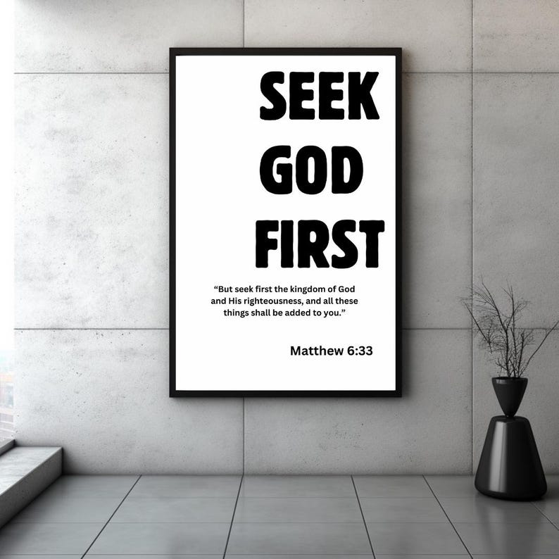 Seek God First, Christian Scripture Wall Art, Bible Verse Wall Decor ...