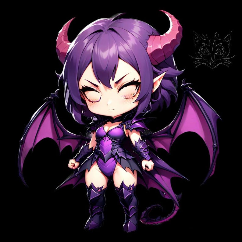 Purple Succubus Chibi VTUBER Pngtuber for Veadotube / Vtubing Kick ...