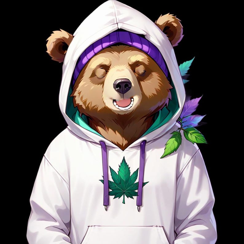Stoner Bear 2 White VTUBER Pngtuber for Veadotube / Vtubing Kick Twitch ...