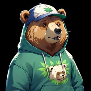 Stoner Bear Vtuber/pngtuber: Weed-themed Streaming Avatar - Etsy