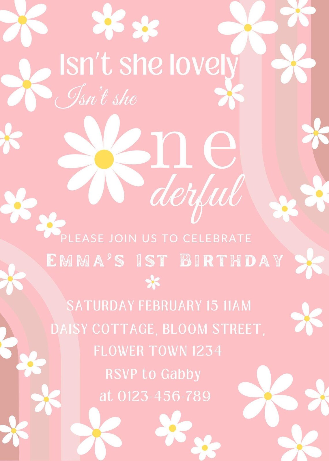 Editable Daisy-themed Birthday Invitation Template Canva Digital ...