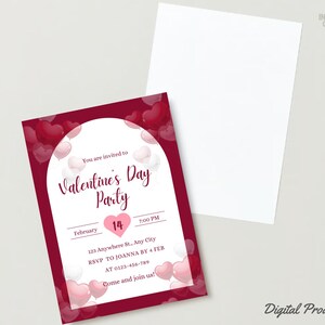 Elegant Valentines Day Party Invitation 5x7 Digital Invitation Editable ...