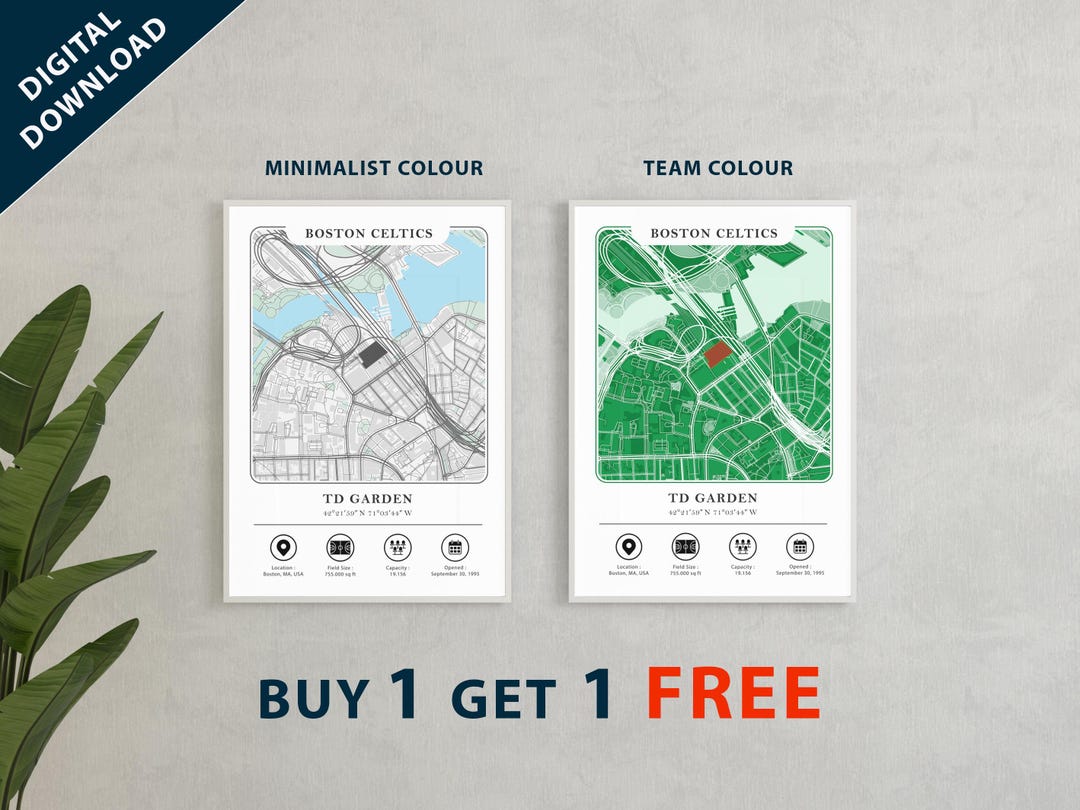 Boston Celtics Stadium Map | TD Garden Poster | Minimalist & Team ...