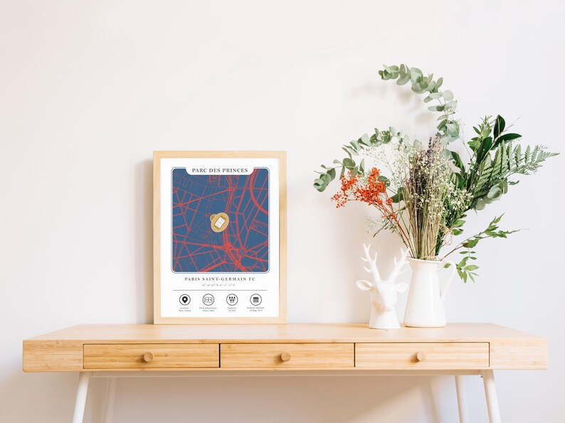 Parc Des Princes Stadium Map | Paris Saint-germain FC Art (digital ...