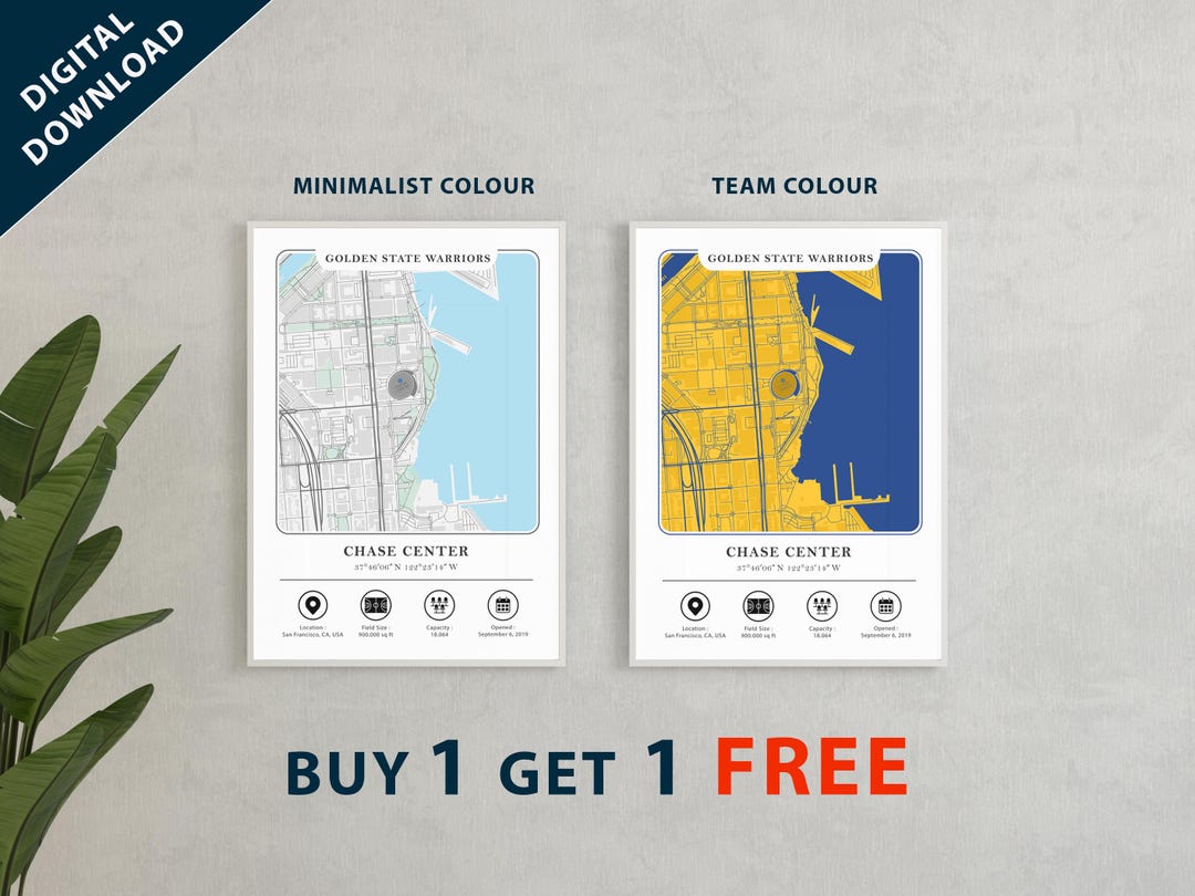 Chase Center Map Poster: Golden State Warriors NBA Home Decor (digital ...