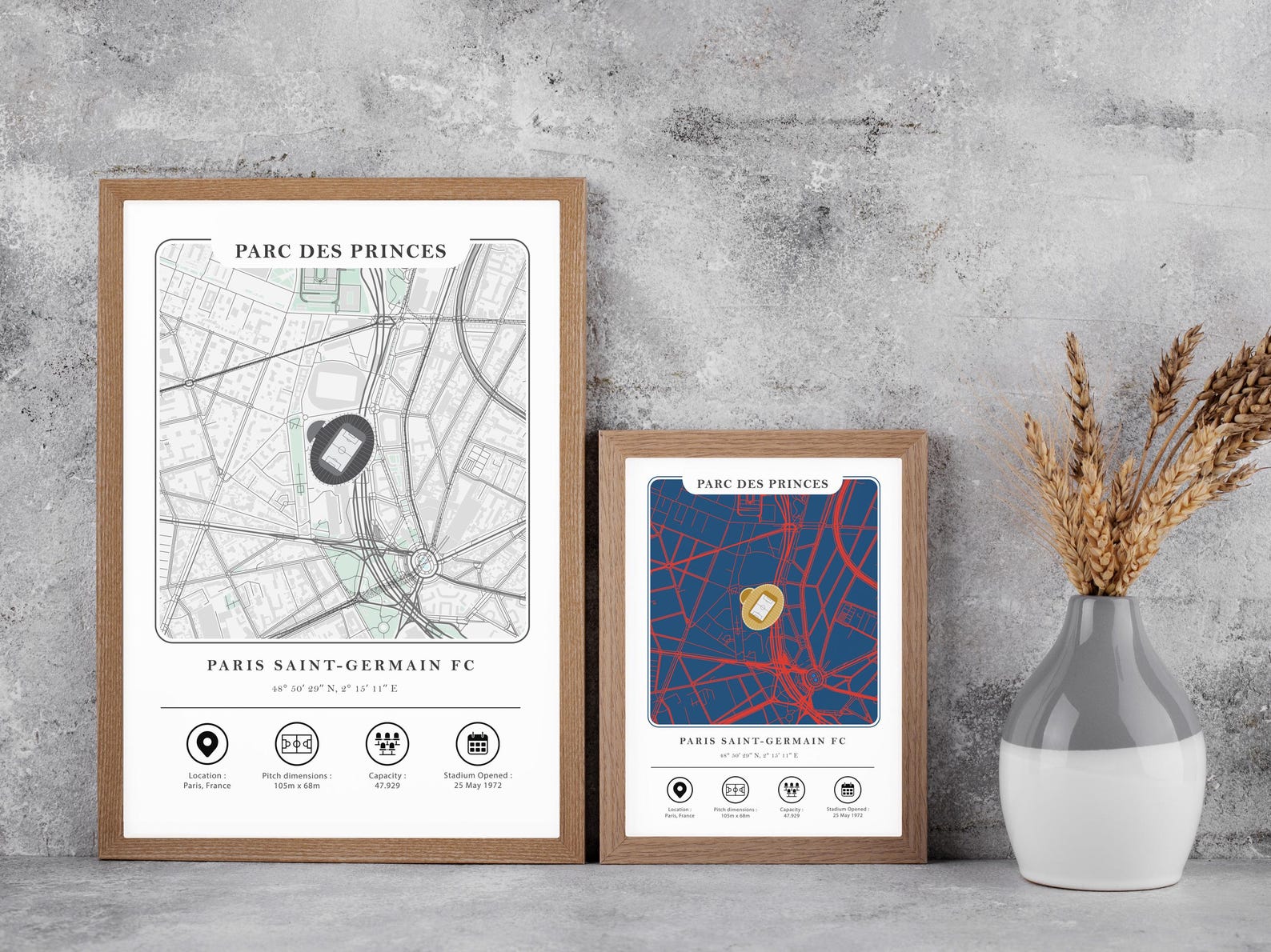 Parc Des Princes Stadium Map | Paris Saint-germain FC Art (digital ...