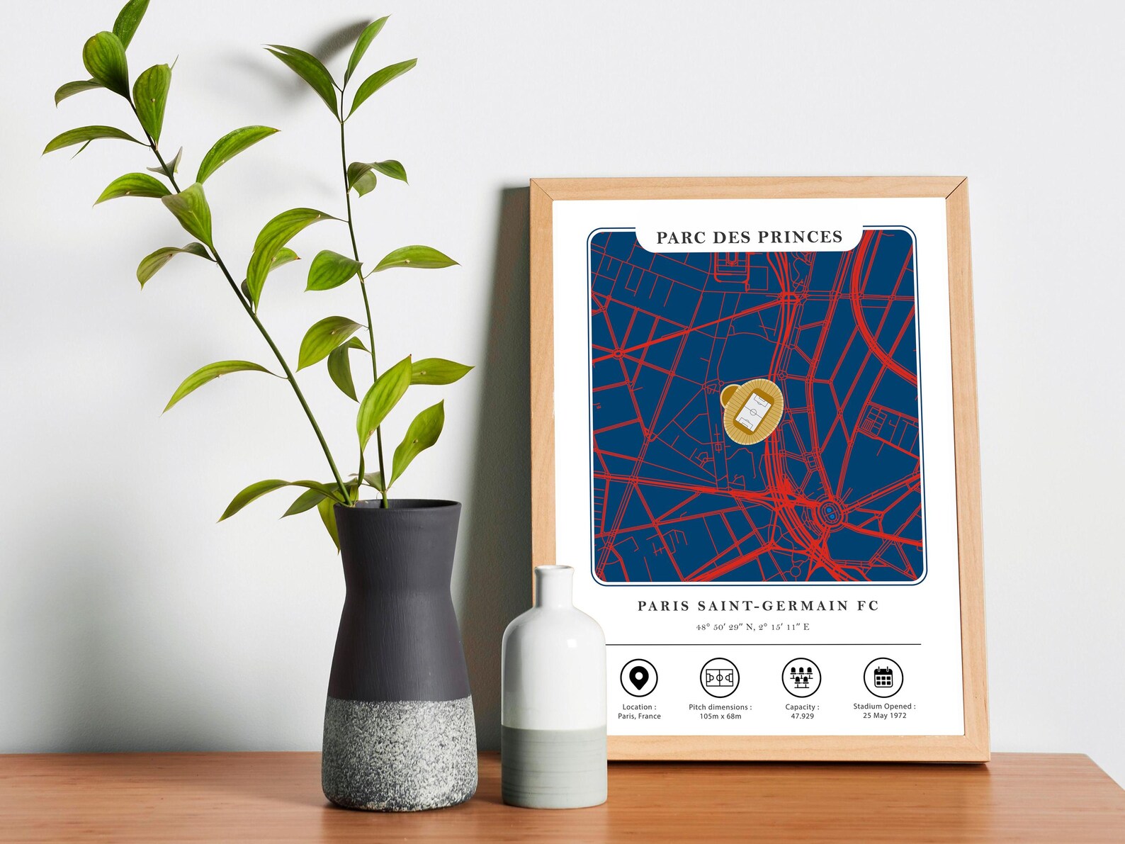 Parc Des Princes Stadium Map | Paris Saint-germain FC Art (digital ...