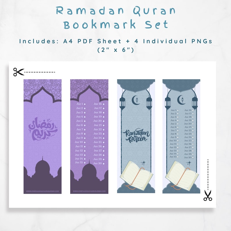 Ramadan Quran Bookmark Set | Digital Download | Juz Reading Tracker ...