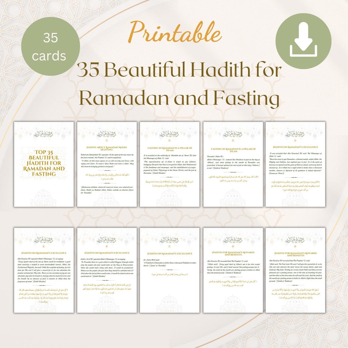 35 Ramadan Hadith Cards | Islamic Printable Hadith Cards With Arabic ...