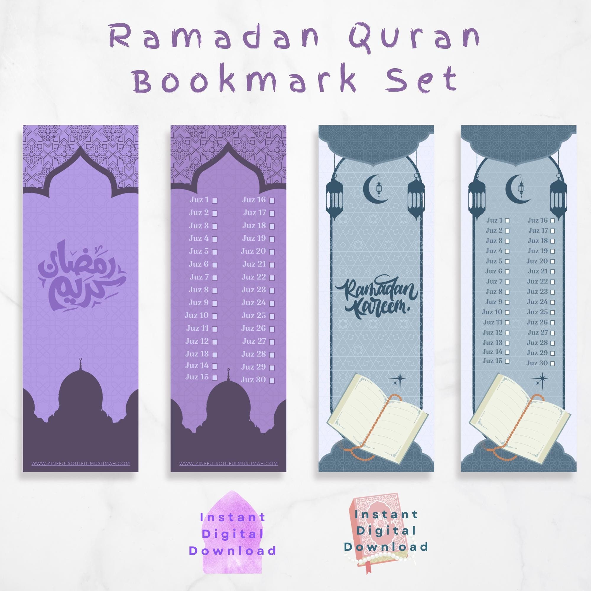 Ramadan Quran Bookmark Set | Digital Download | Juz Reading Tracker ...