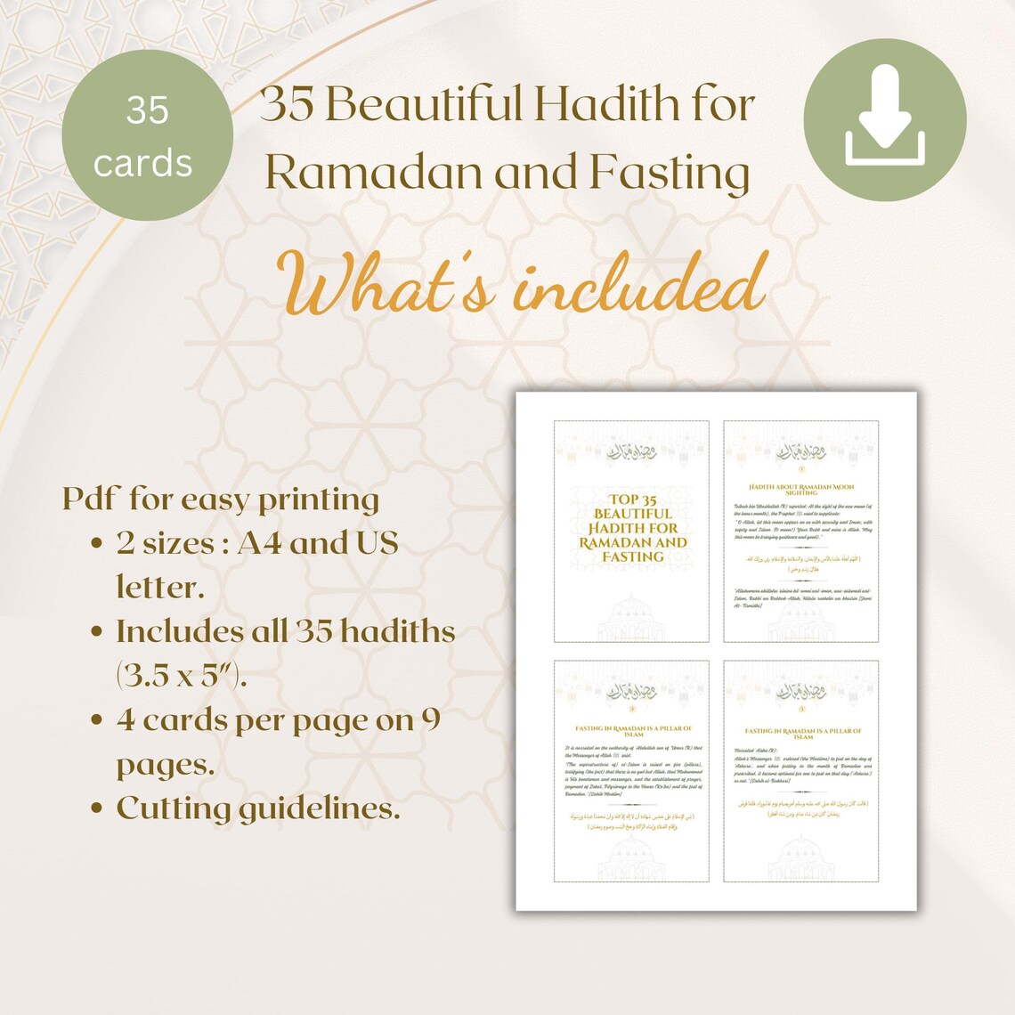 35 Ramadan Hadith Cards | Islamic Printable Hadith Cards With Arabic ...