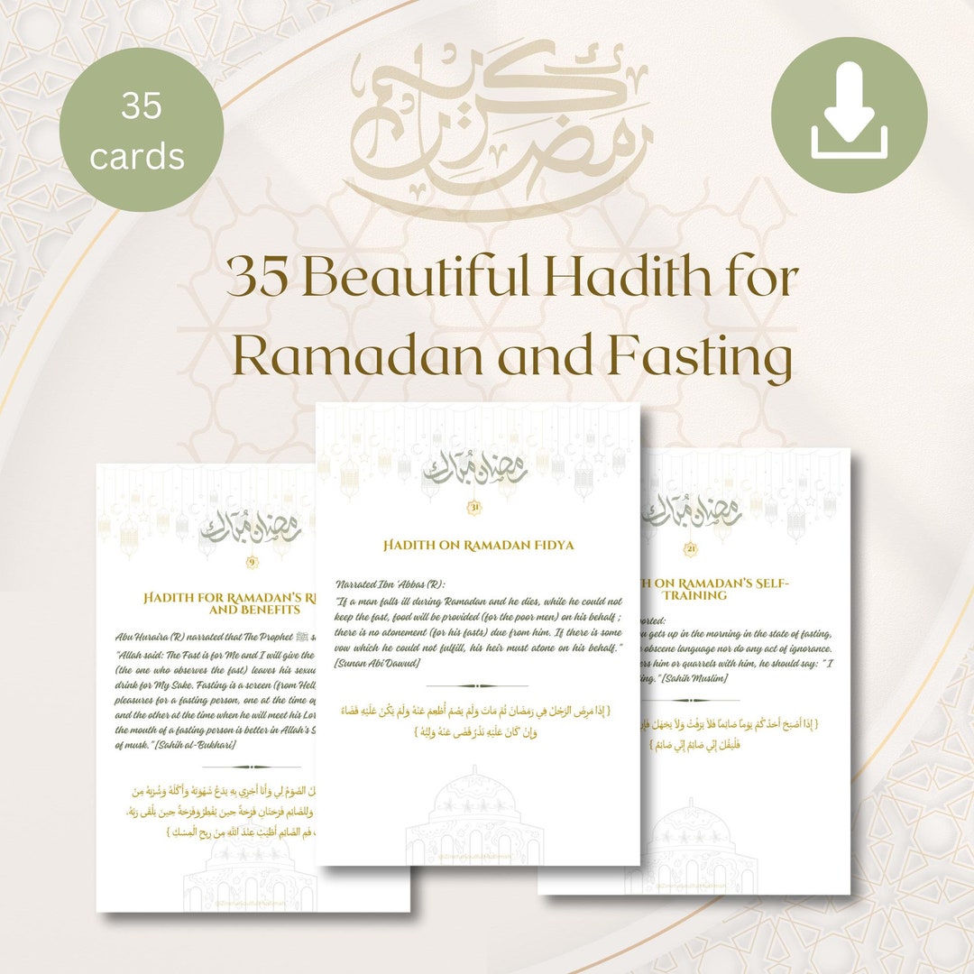 35 Ramadan Hadith Cards | Islamic Printable Hadith Cards With Arabic ...