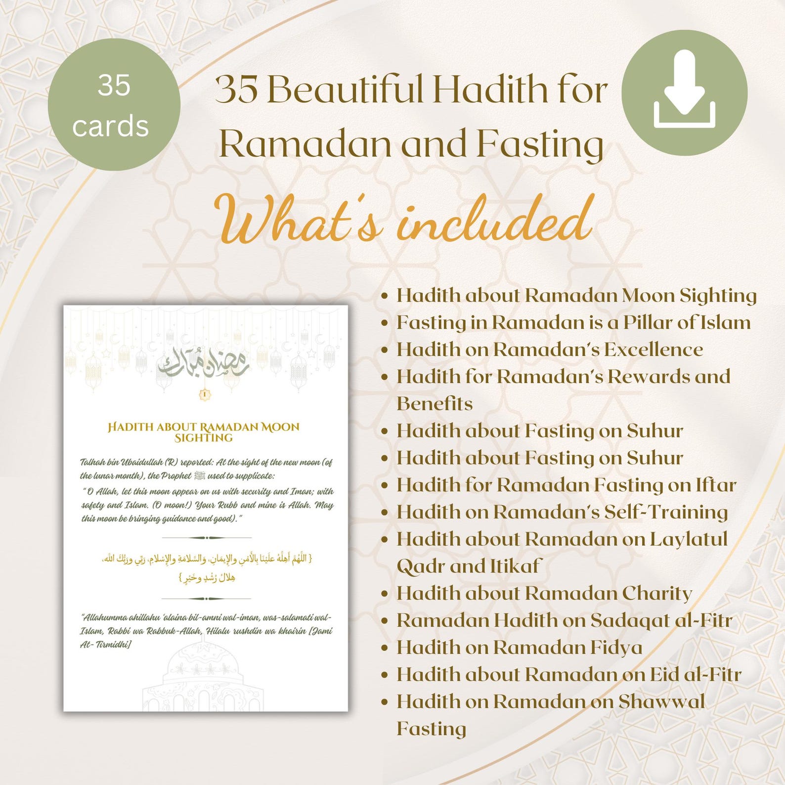 35 Ramadan Hadith Cards | Islamic Printable Hadith Cards With Arabic ...