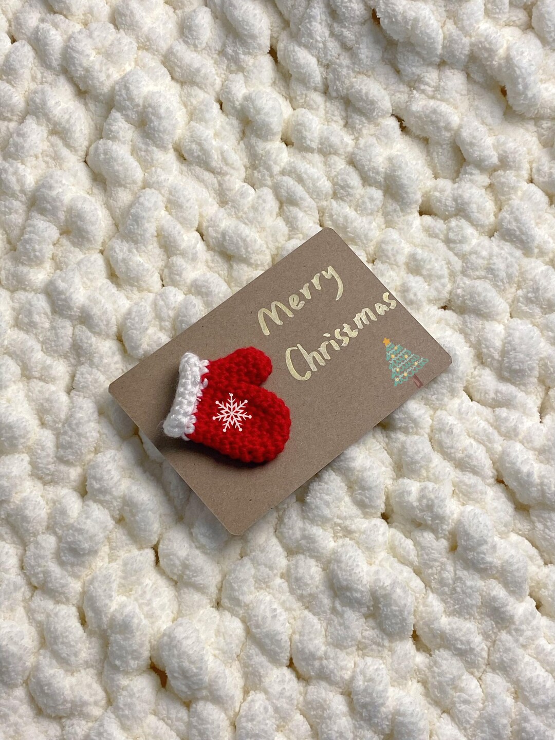 Crochet Christmas Glove Card,merry Christmas Card,handmade Crochet Card ...