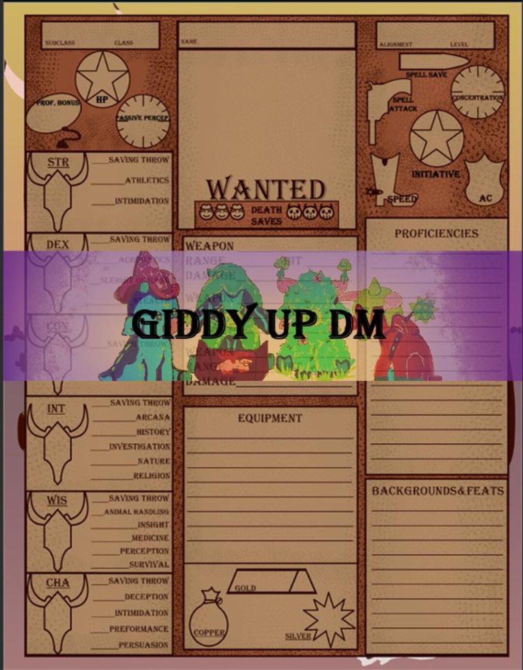 Western Character Sheet - Etsy