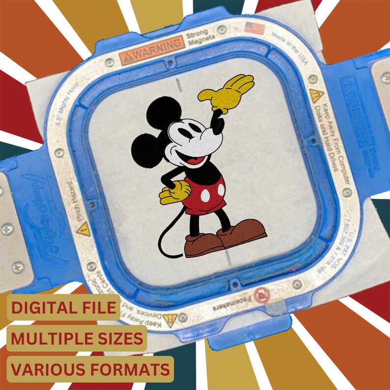 Vintage 1929 Mickey Mouse From Mickeys Follies Digital Embroidery Pattern Classic Mickey ...