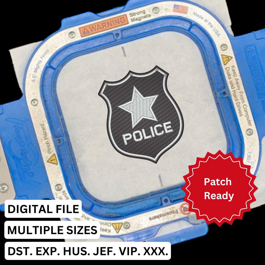 Custom Police Badge Embroidery for Patch Police Embroidery Design ...